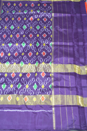 Tvis and Bliss. Tri-Color Combination Pochampally Ikkat Silk Saree