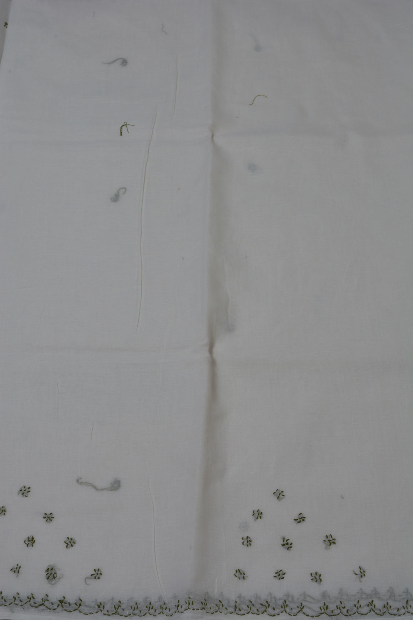 Tvis and Bliss. Ivory White Lucknow Chikankari Embroidered Cotton Saree
