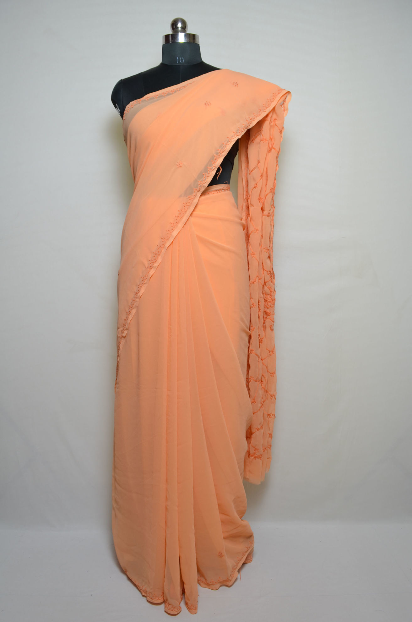 Tvis and Bliss. Creamsicle Orange Lucknow Chikankari Embroidered ...