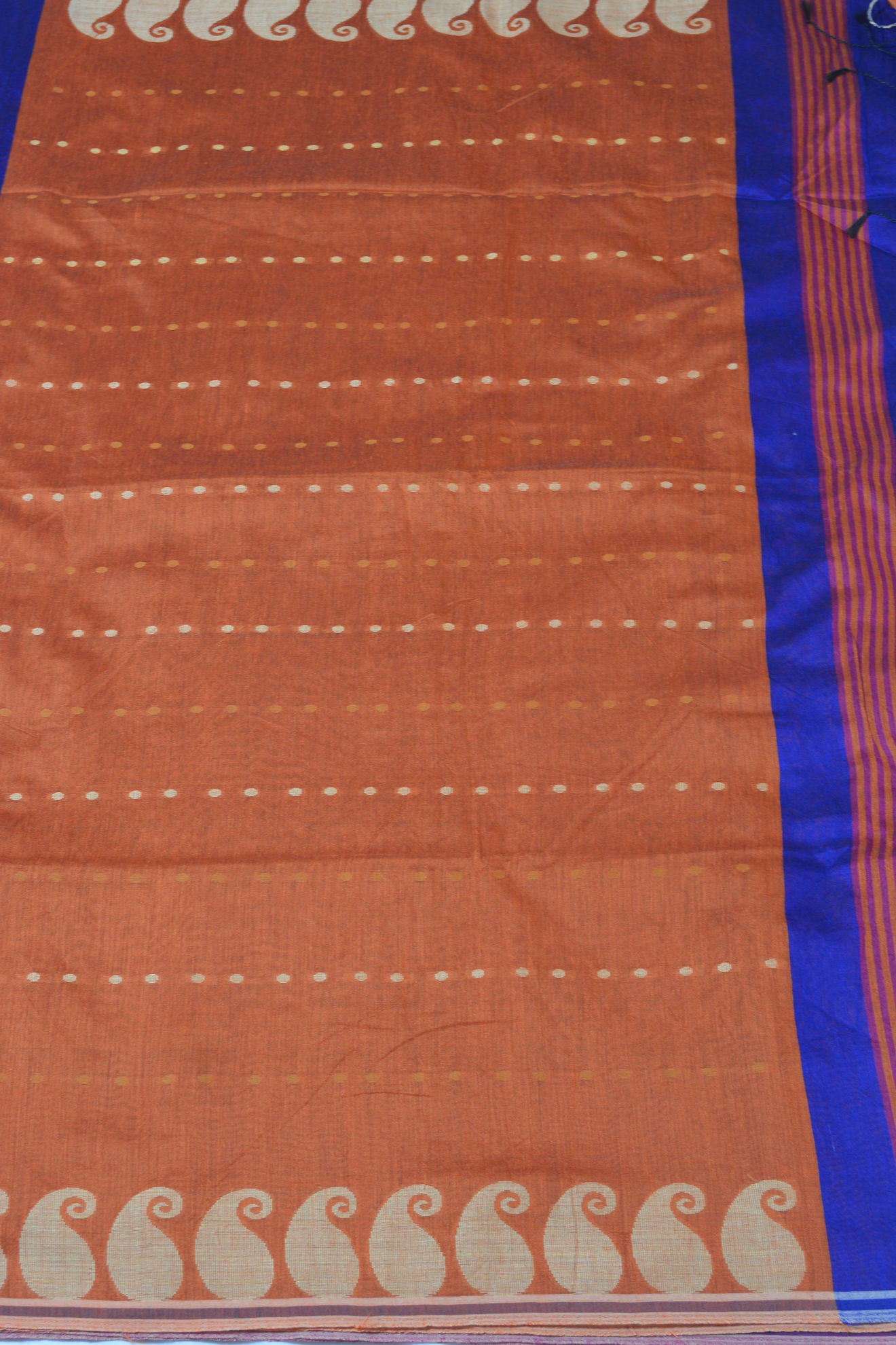 Tvis and Bliss. Pink and Copper Orange Handloom Silk Saree