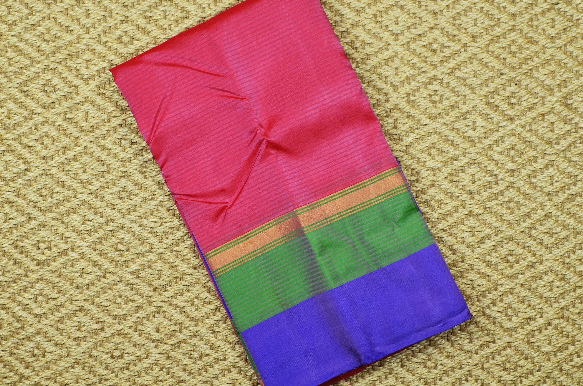 Tvis and Bliss. "Pink, Violet and Green Double Border Gadwal Soft Silk ...