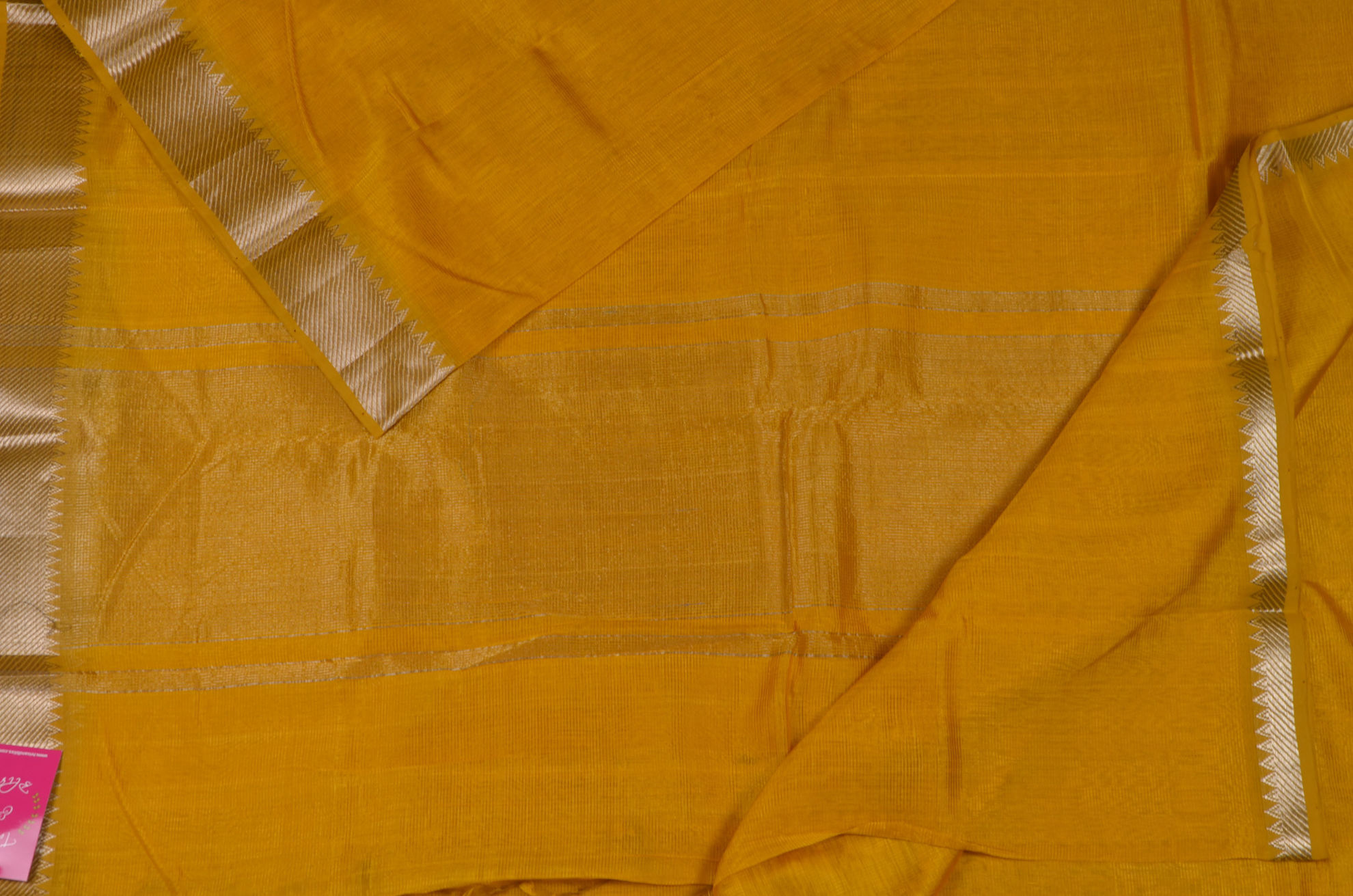 Tvis and Bliss. Mango Yellow Plain Mangalagiri Silk Saree with Silver ...