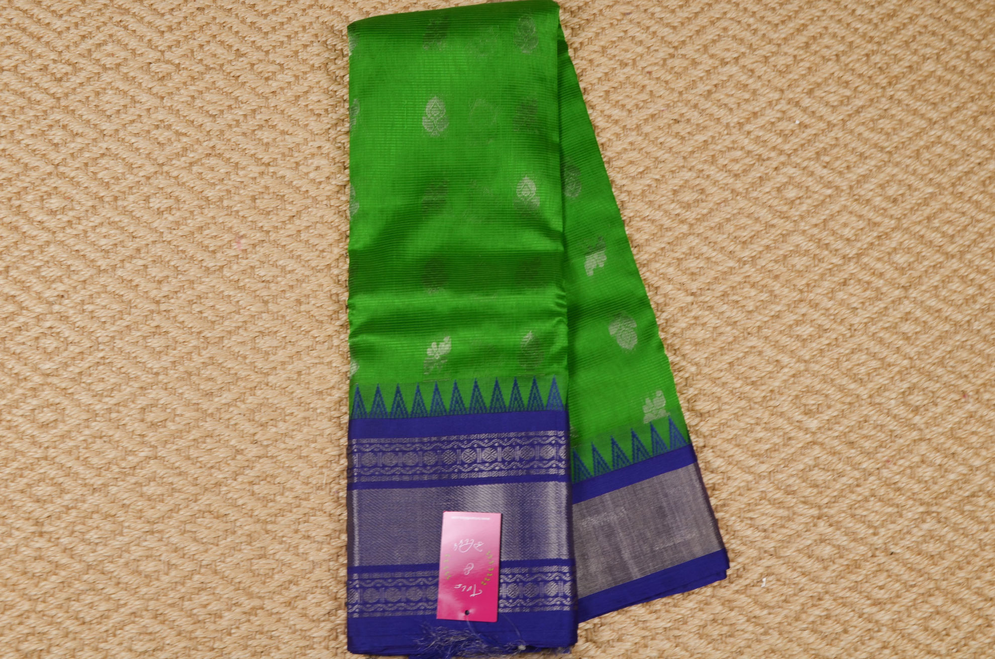 Tvis and Bliss. Parrot Green and Royal Blue Allover Zari Butta ...