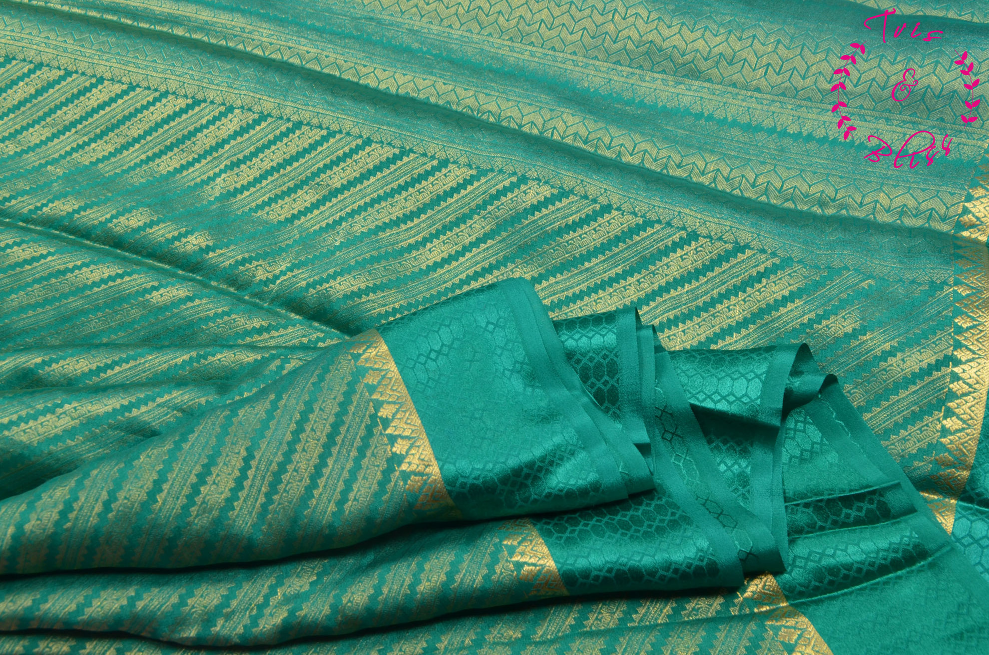 Tvis and Bliss. Rama Green Pure Mysore Crepe Silk Saree with Allover ...